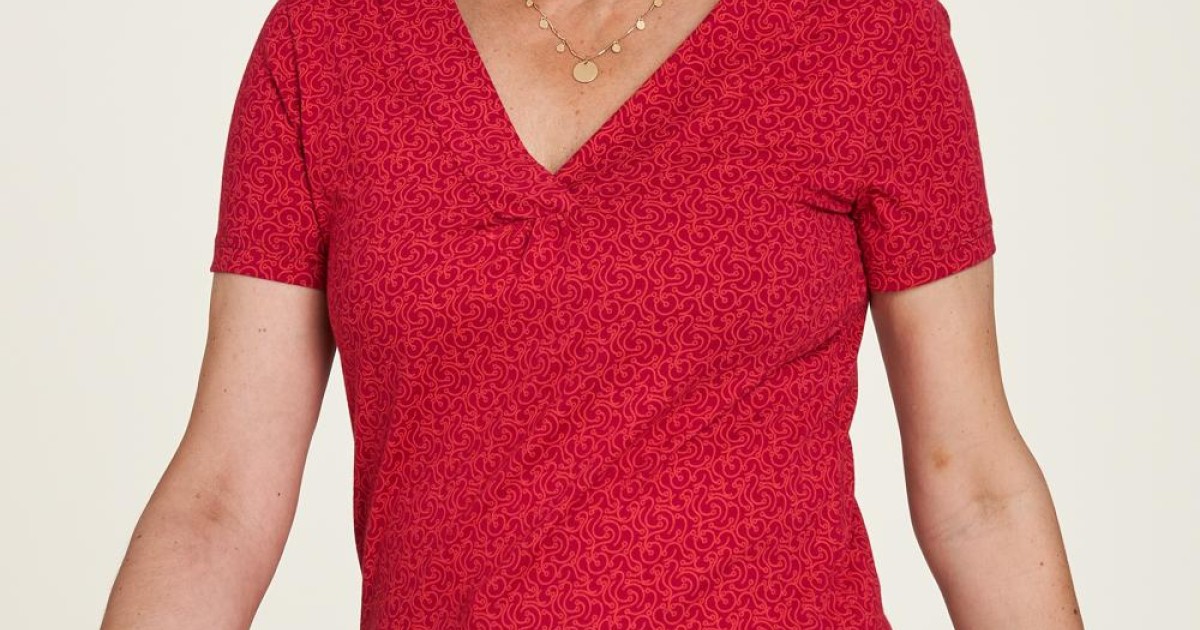 T-shirt imprimé rouge coton bio - Haut ethnique femme - Femme - La Bohémia